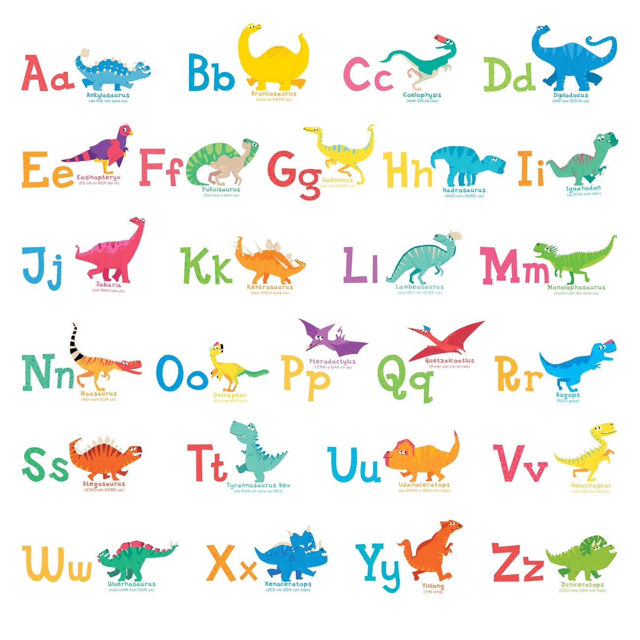 Decowall DW-1803 A-Z Dinosaur Alphabet Wall Stickers Wall | Etsy