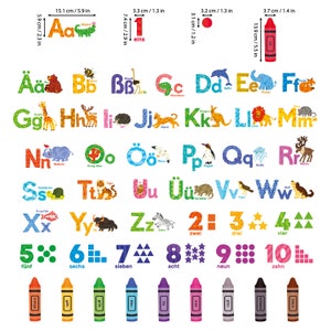 DECOWALL DS9-8071DE Alphabet Numbers Colours (german.ver) Wall Stickers ...