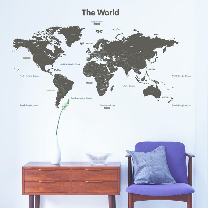 Decowall DL-1509G the World Wall Stickers - Etsy