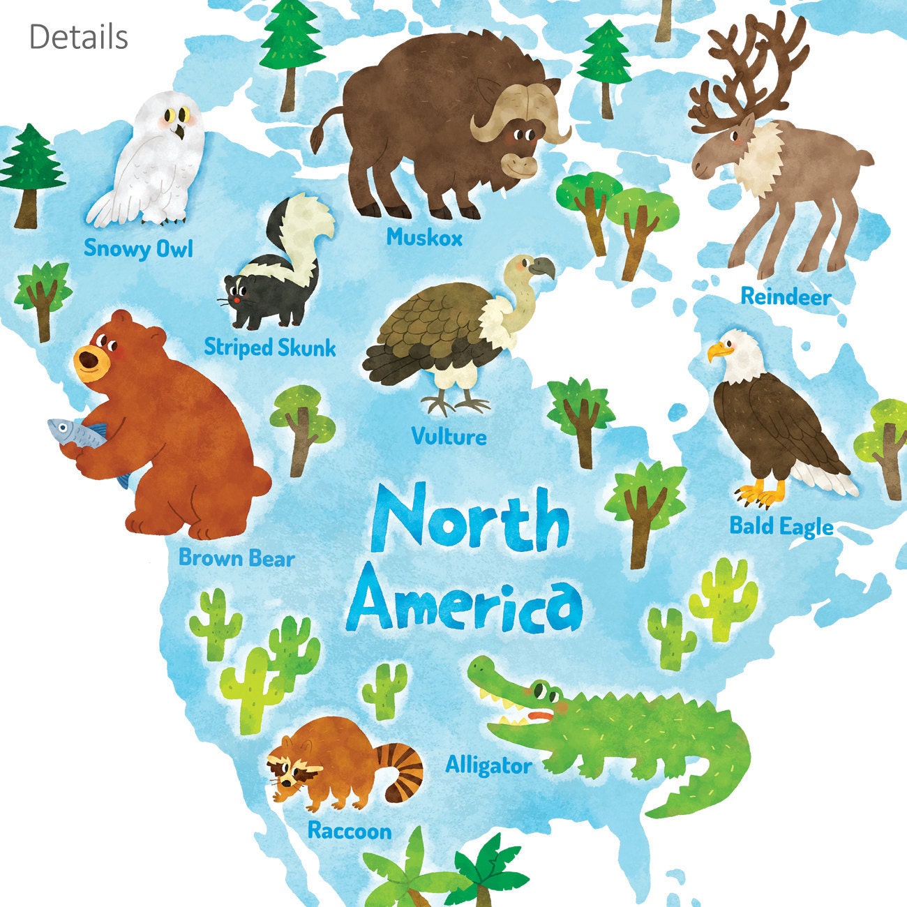 Decowall DLT-1615 Animal World Map Wall Stickers | Etsy UK