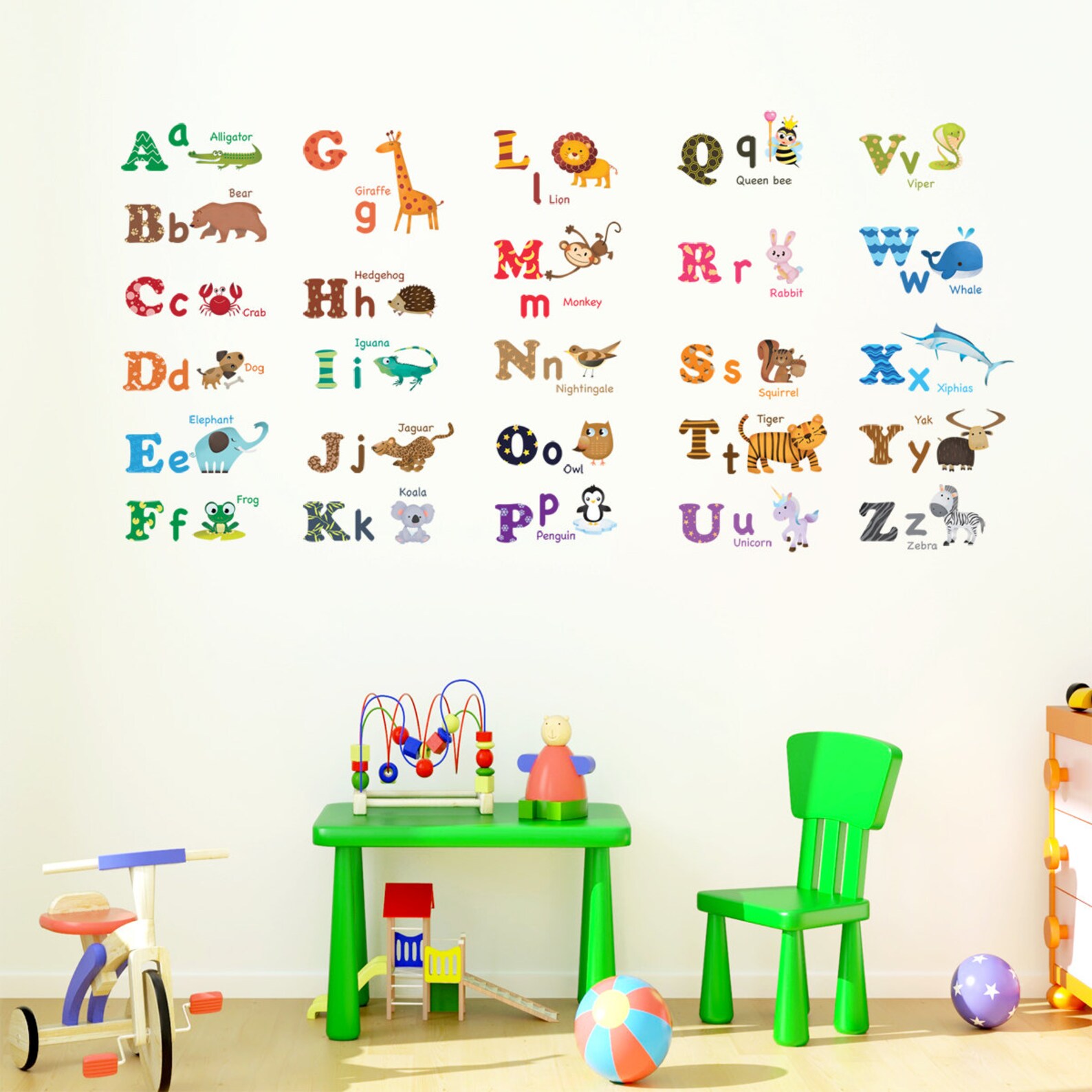 Decowall DW-1308 Alphabet & Animals Wall Stickers - Etsy