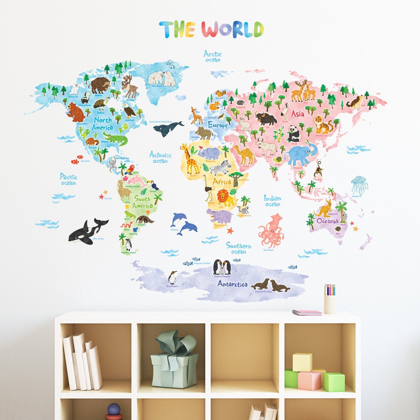 Decowall DLT-1615 Animal World Map Wall Stickers - Etsy UK