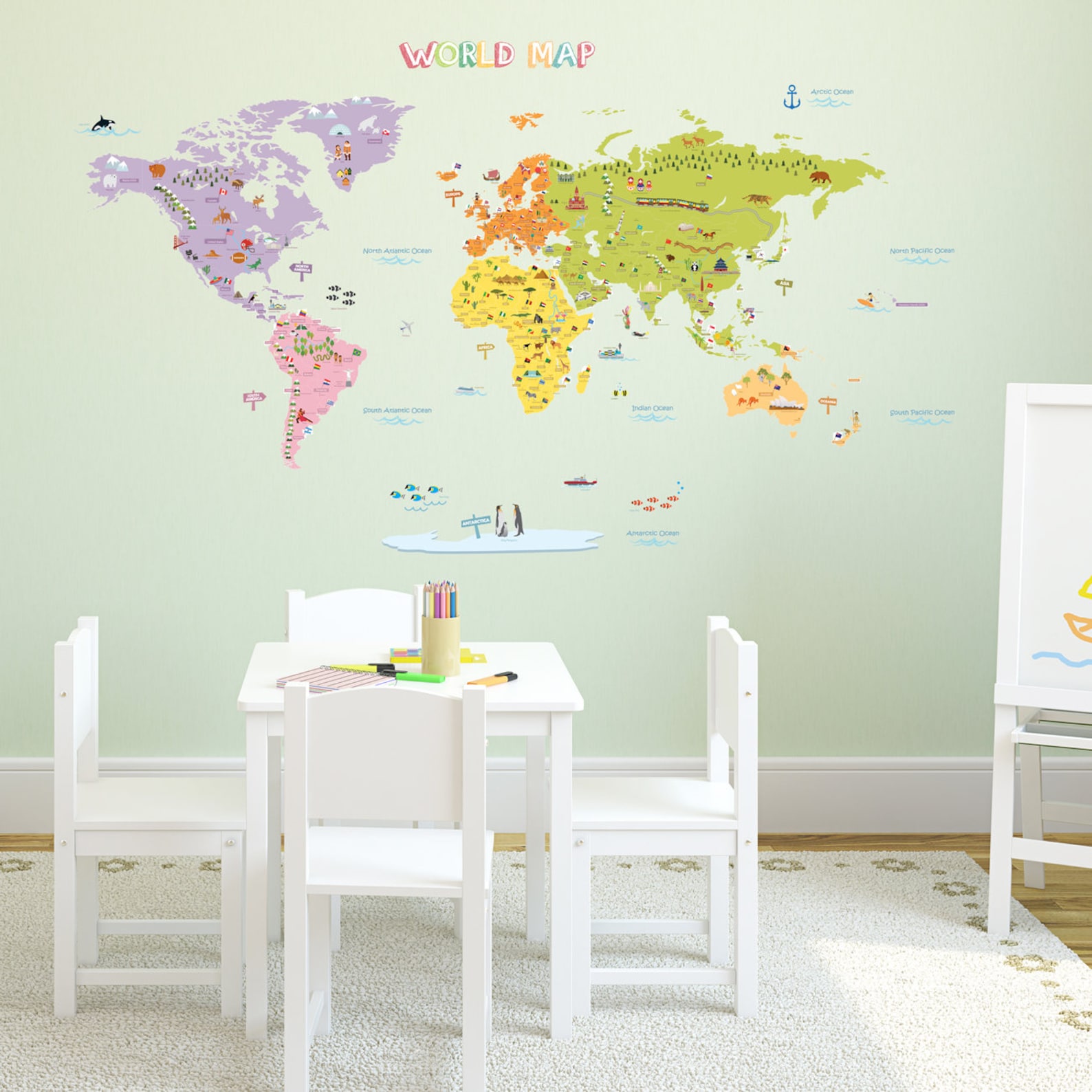 Decowall DAT-1306N The Large World Map Wall Stickers | Etsy
