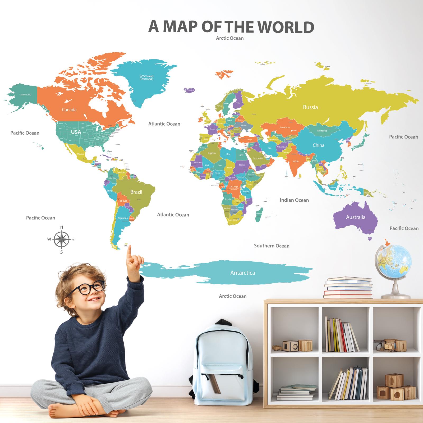 DECOWALL SG2-2414 Colourful World Map Wall Stickers - Etsy