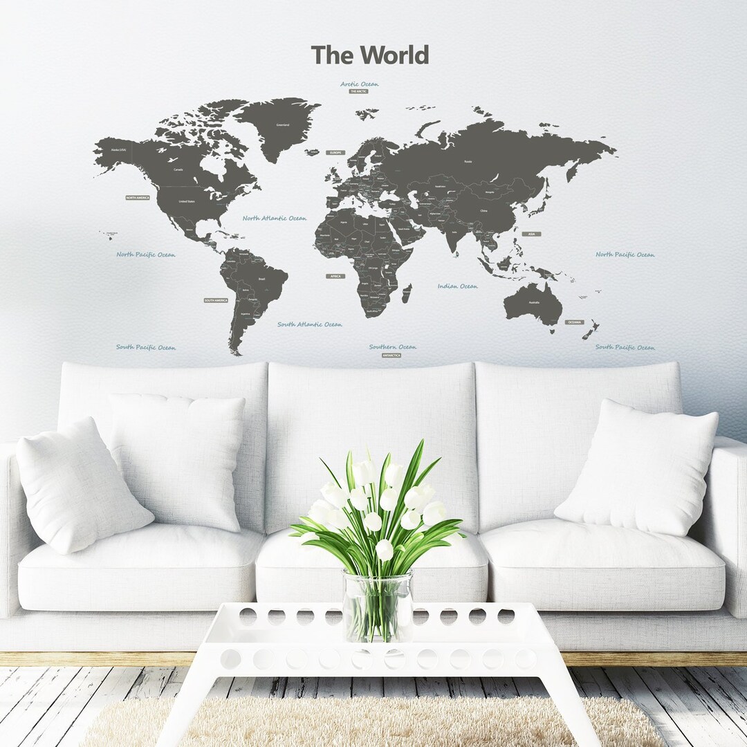 Decowall DLT-1609G the World Large Wall Stickers - Etsy