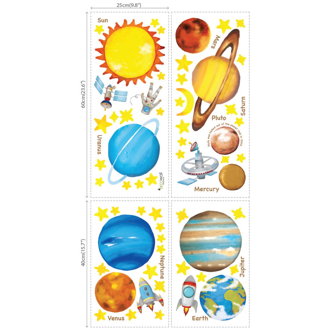 Decowall DW-1307 Planets in the Space Wall Stickers - Etsy