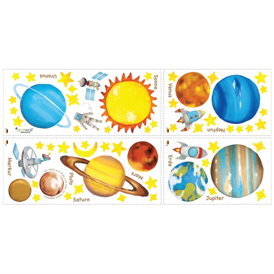 Decowall DW-1307DE German Planets in the Space Nursery Wall | Etsy