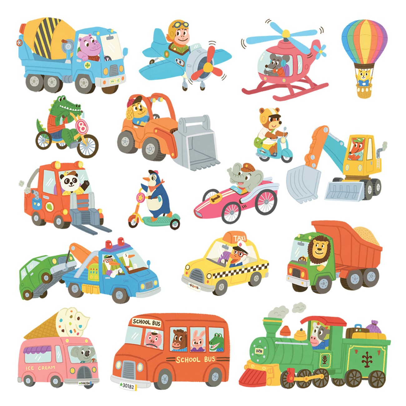 Decowall DW-1704 Animal Transports Wall Stickers | Etsy