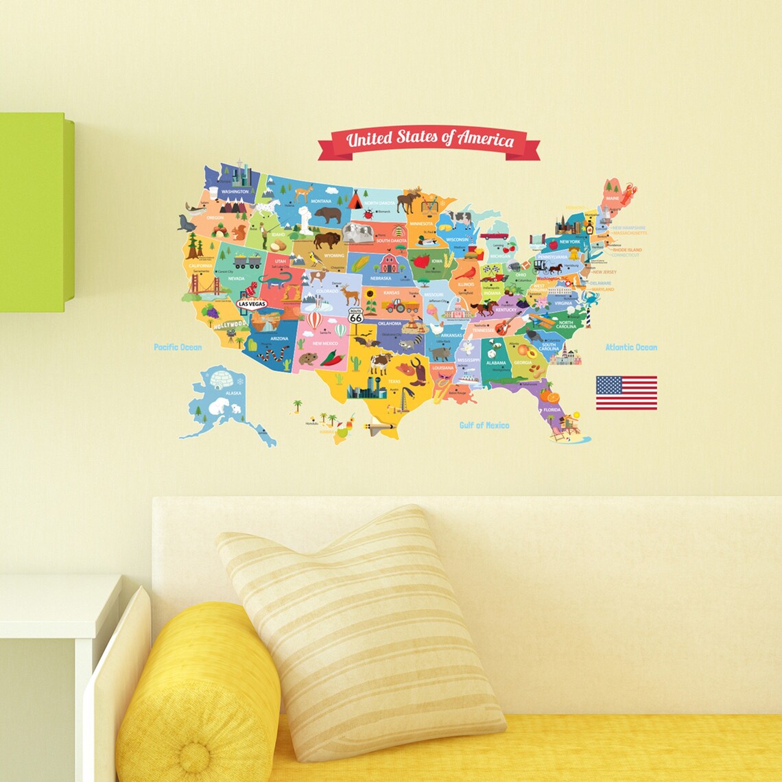 DECOWALL DL-1906 USA Map Wall Stickers | Etsy