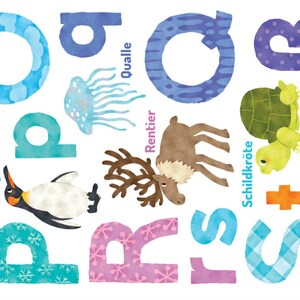 DECOWALL DW-1808DE Watercolour Animal German Alphabet Wall Stickers - Etsy
