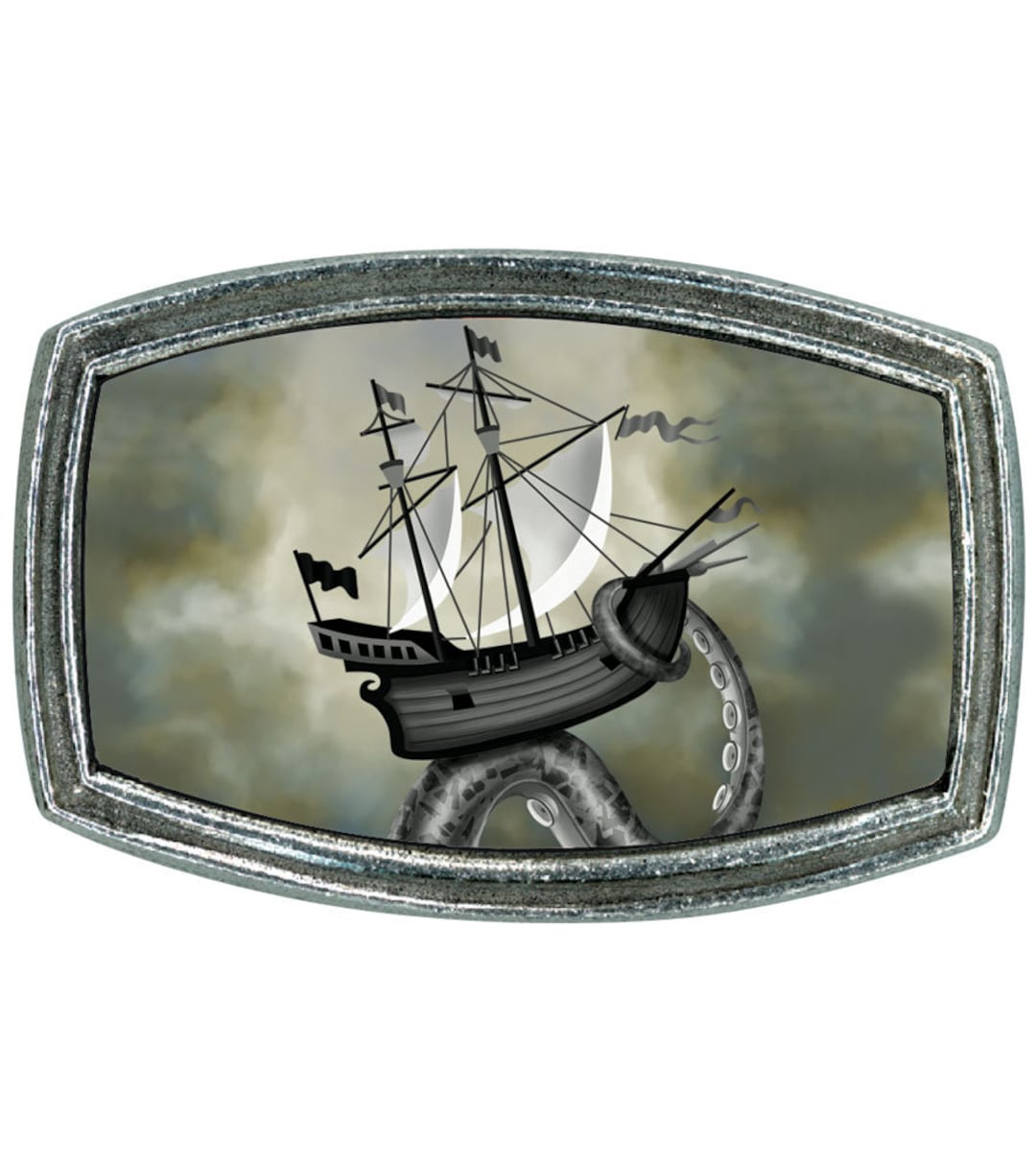 Ship Belt Buckle, Kraken Belt Buckle, Steampunk Belt Buckle, - Etsy