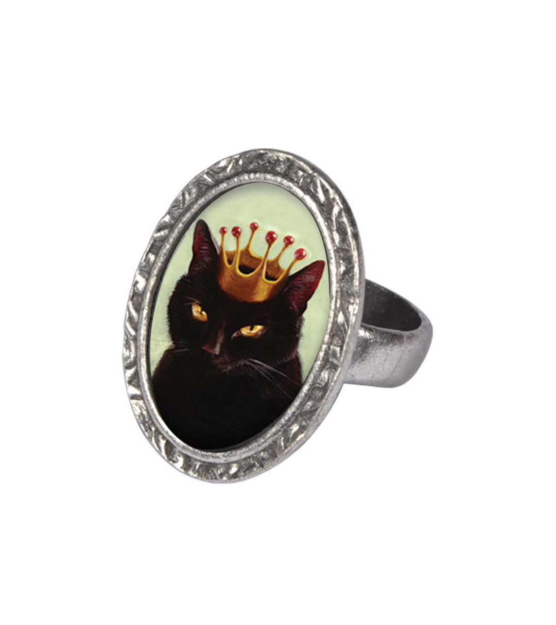 The Ruler Victorian Oval Ring, Black Cat Jewelry, Cat Ring, Cat Jewelry ...