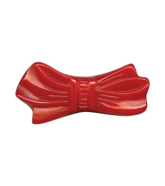 Small Bow Retrolite Barrette Red Bow Barrette Bakelite Style - Etsy