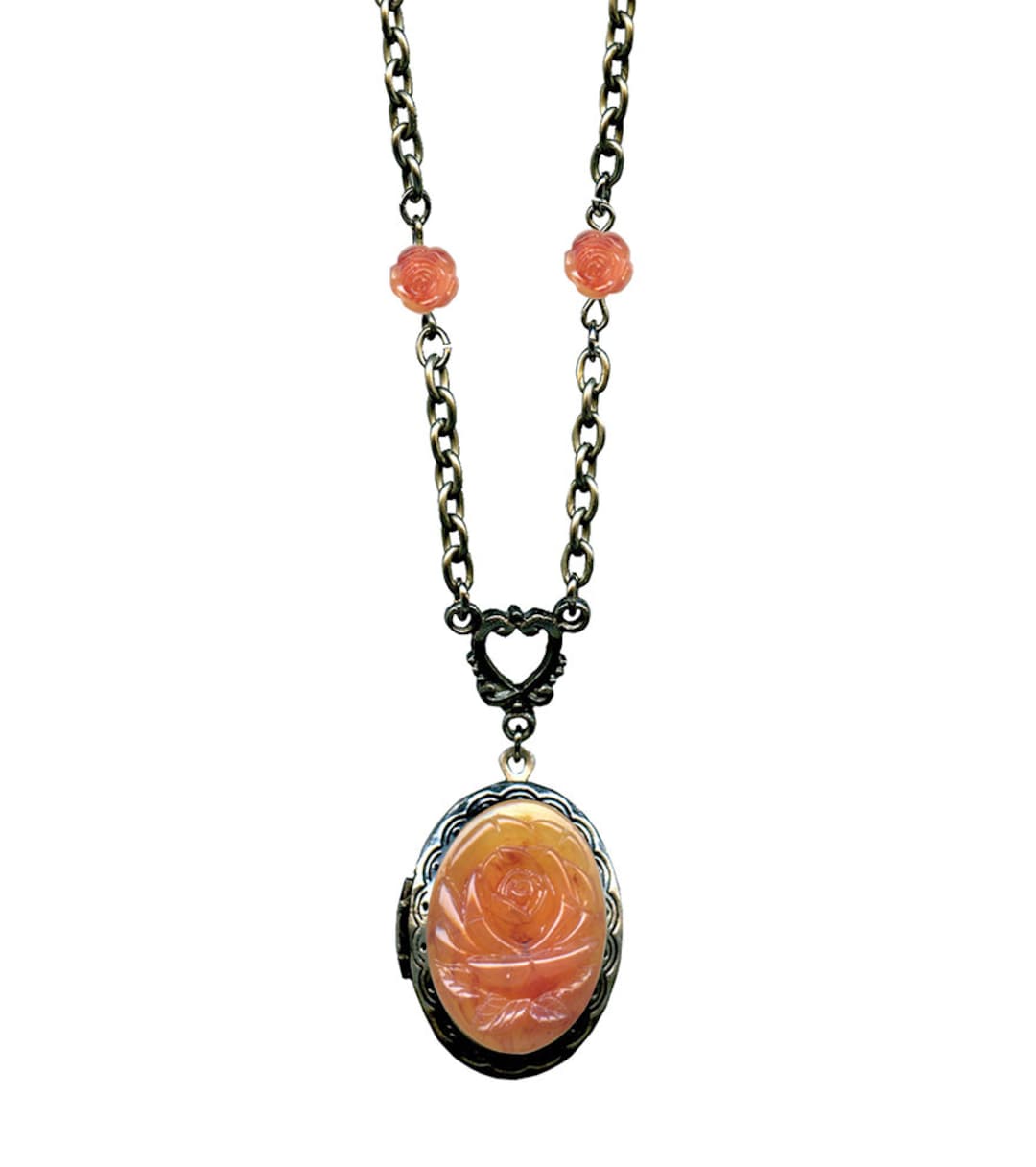 Retro Carved Rose Locket Necklace, Rose Locket, Vintage Style Locket - Etsy