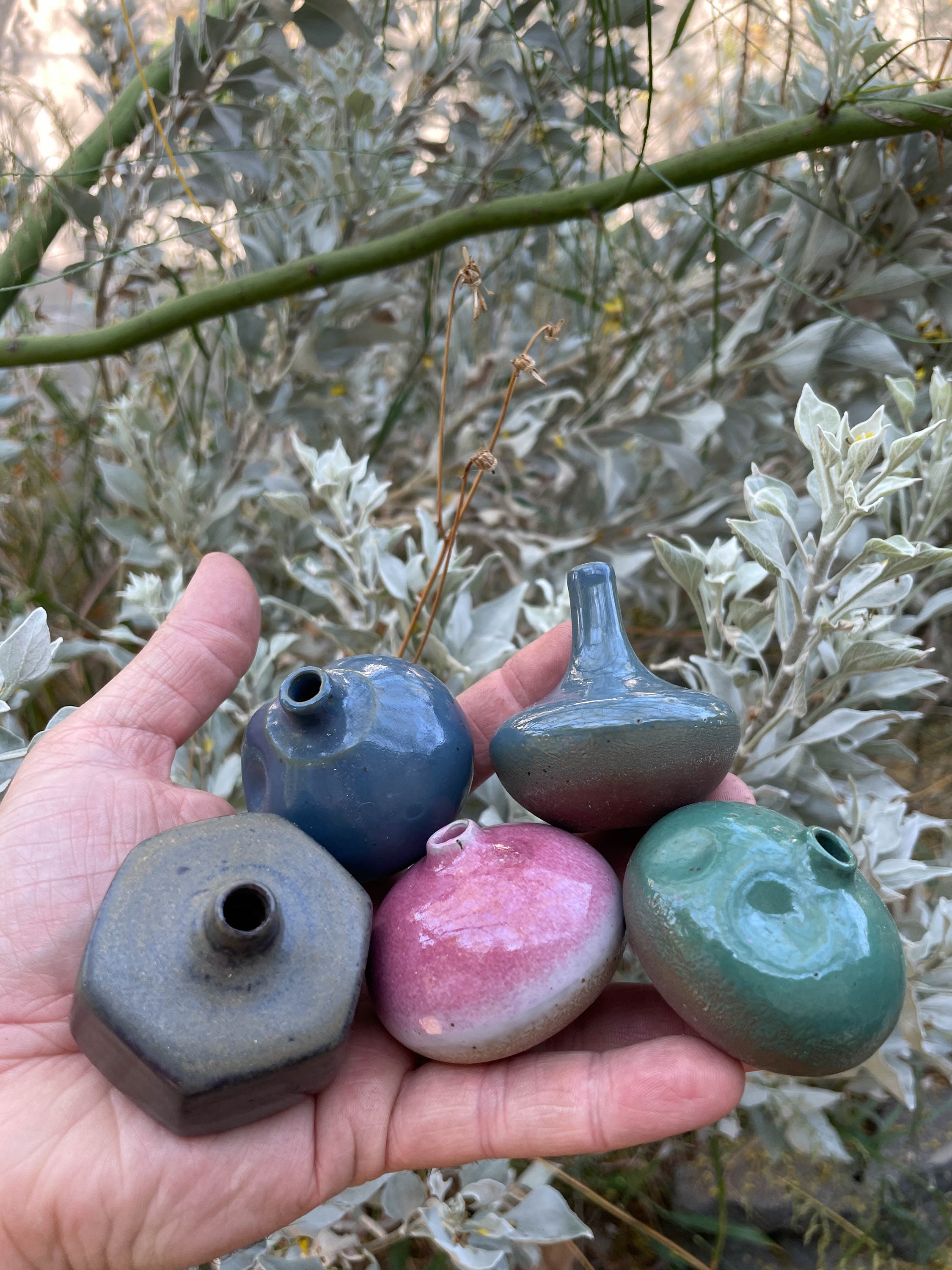 5 Vintage Mini Ceramic Weed Pot Set | Etsy