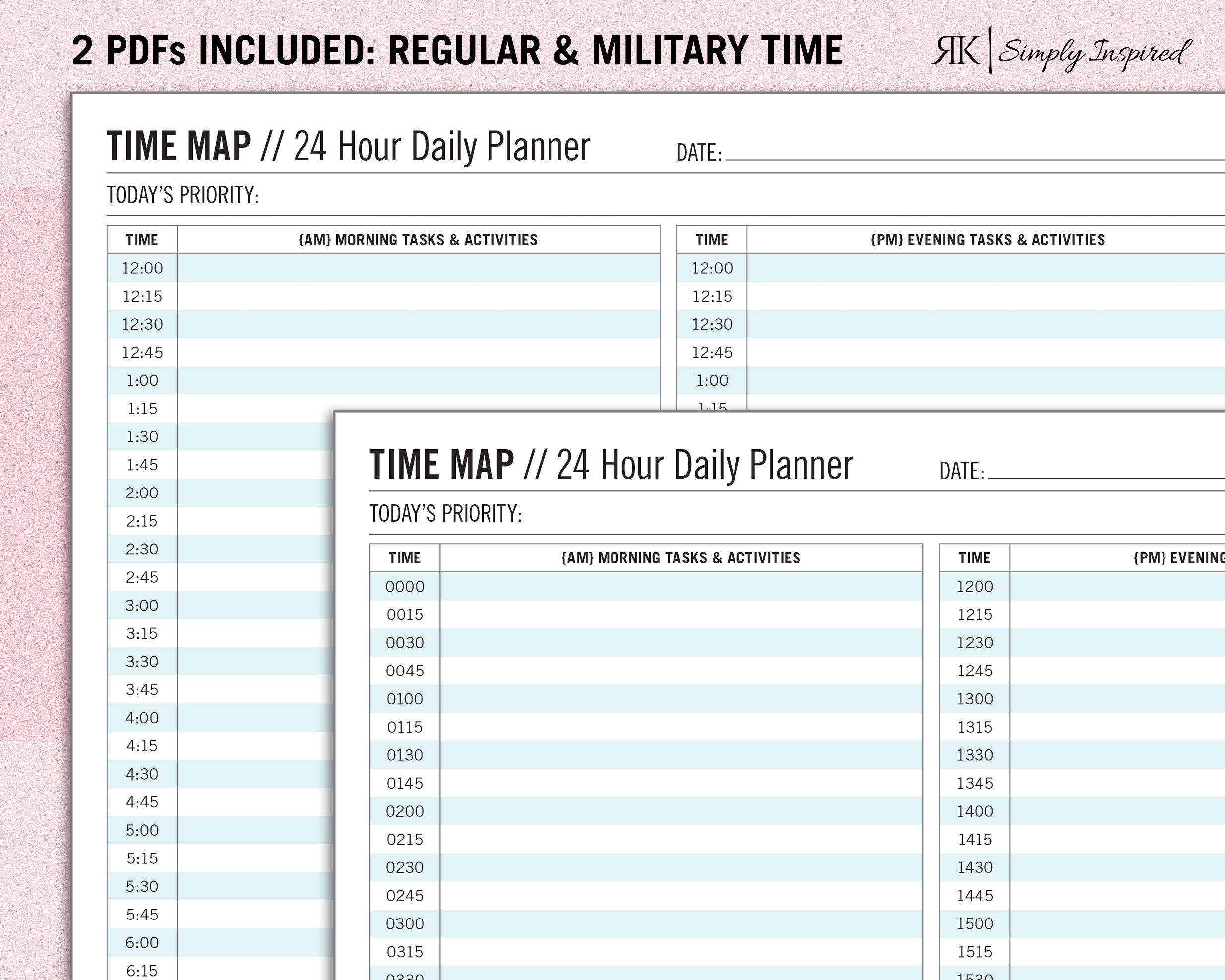 Time Map Daily Planner Printable Download 24 Hour Planner - Etsy