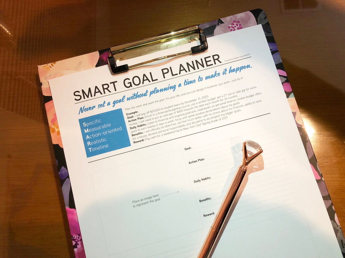 Smart Goal Planner Sheet, Printable Download PDF, Smart Goals Vision ...
