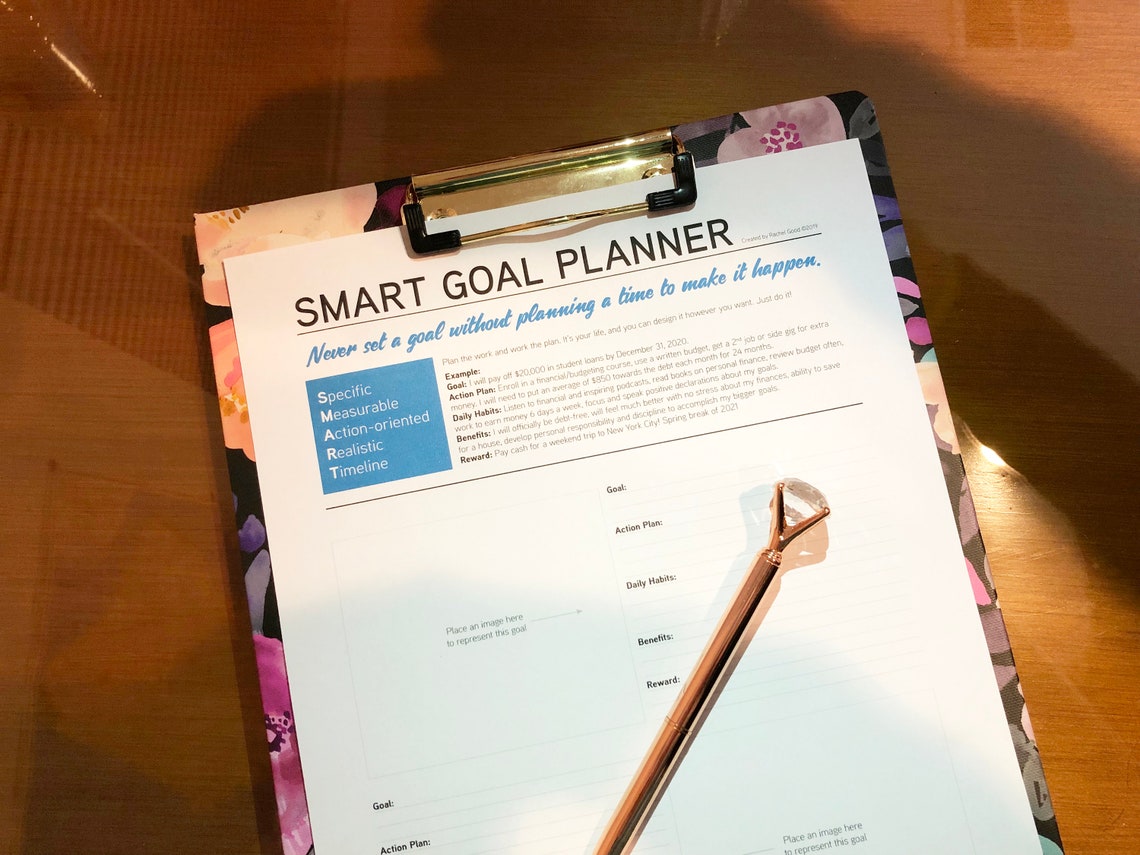 Smart Goal Planner Sheet, Printable Download PDF, Smart Goals Vision ...