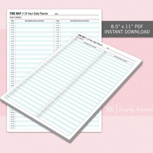 Time Map Daily Planner Printable Download 24 Hour Planner Productivity ...
