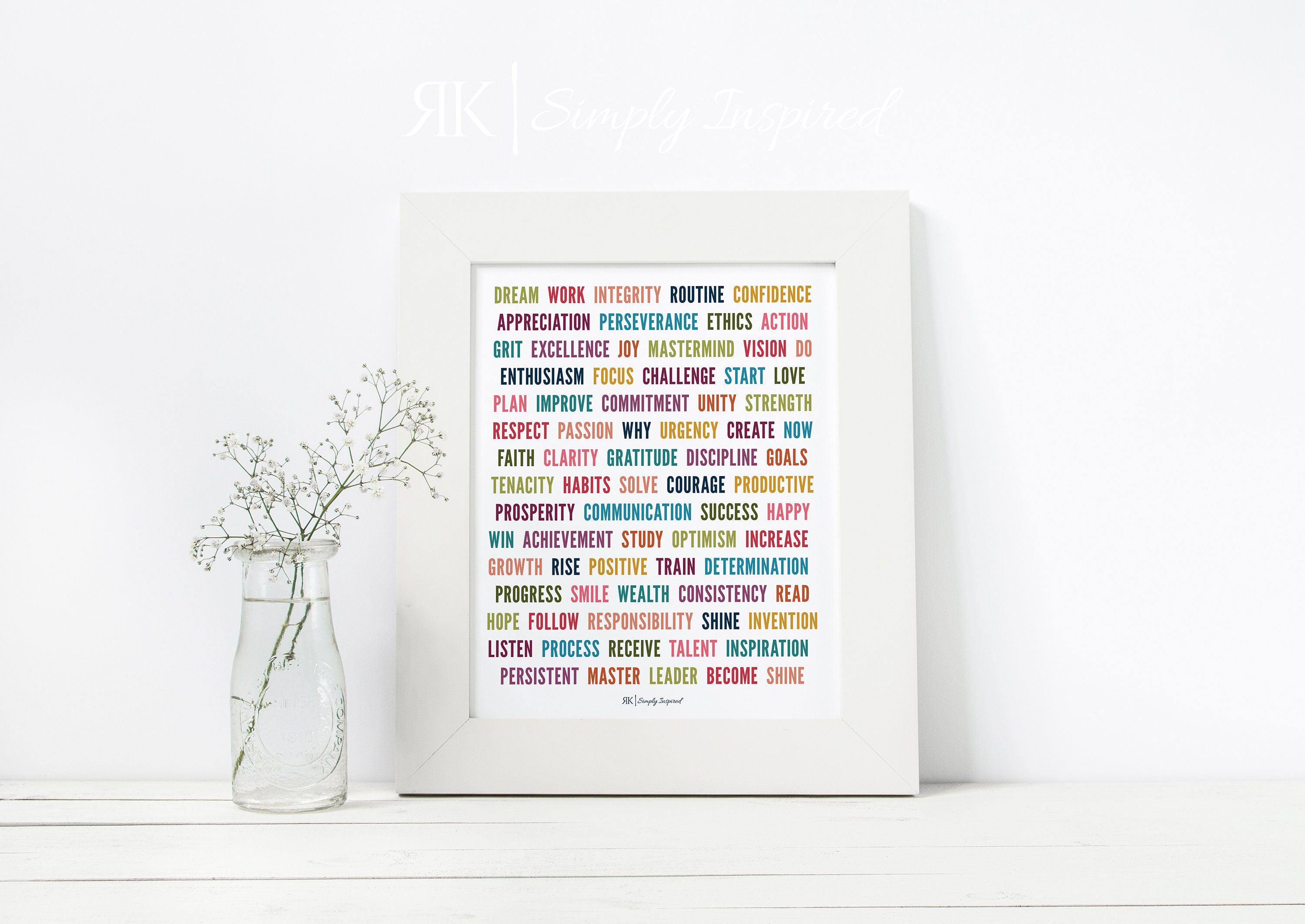 Rainbow Words of Wisdom Typography Poster Digital Download, Success ...