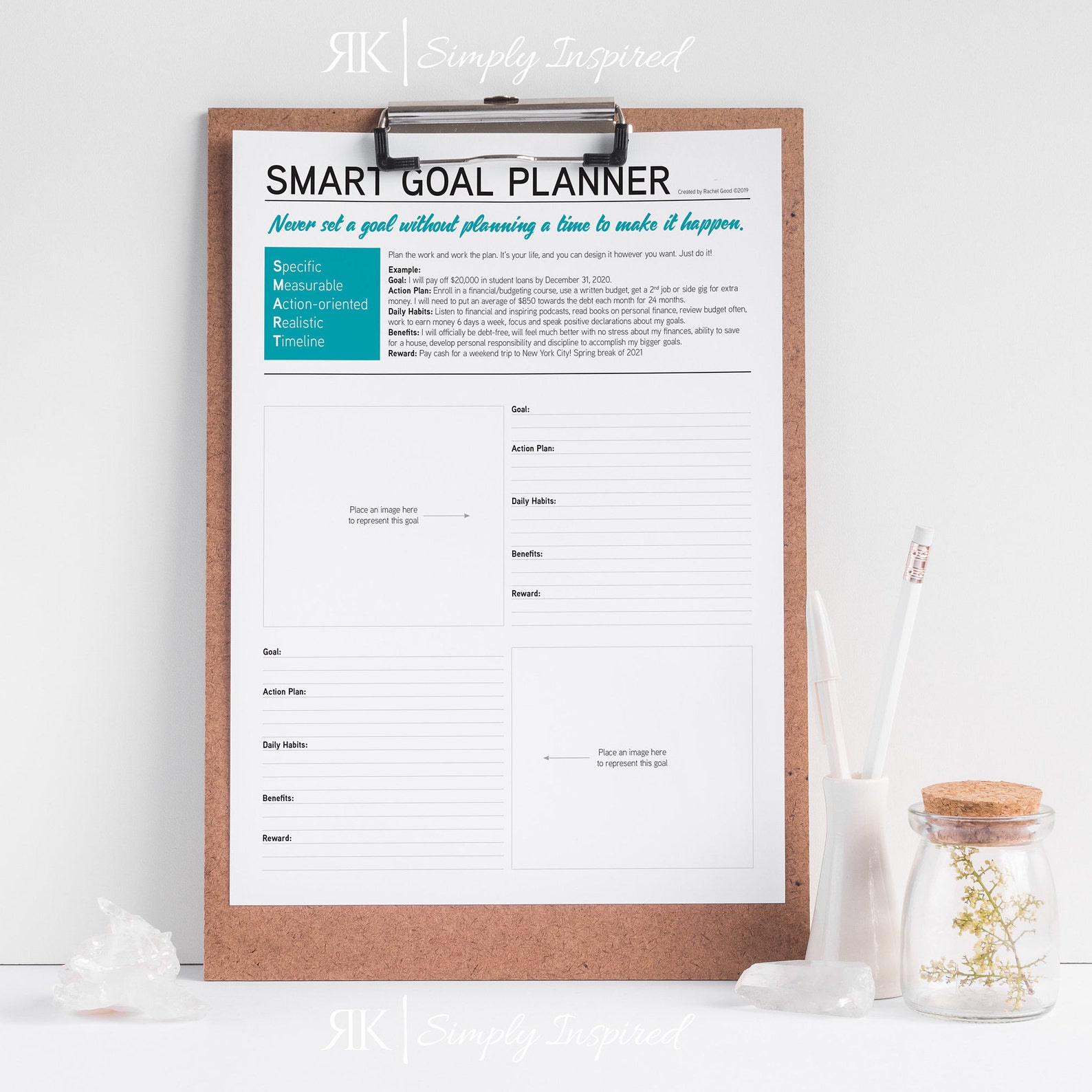 Smart Goal Planner Sheet, Printable Download PDF, Smart Goals Vision ...