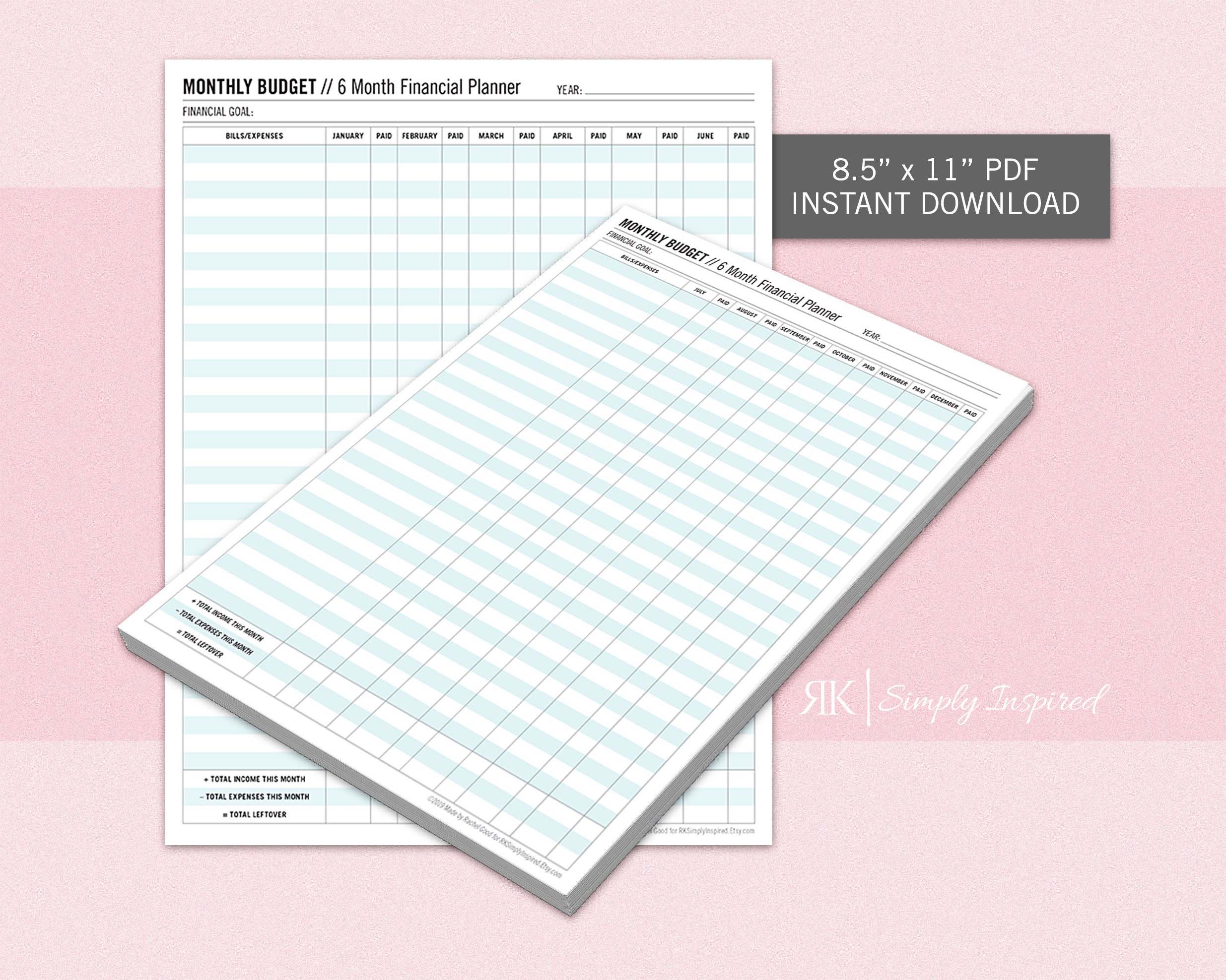 Monthly Budget Planner Printable Download PDF, Finance Planner, Budget ...