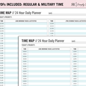 Time Map Daily Planner Printable Download 24 Hour Planner Productivity ...