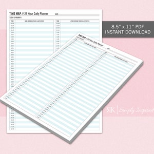 Time Map Daily Planner Printable Download 24 Hour Planner Productivity ...