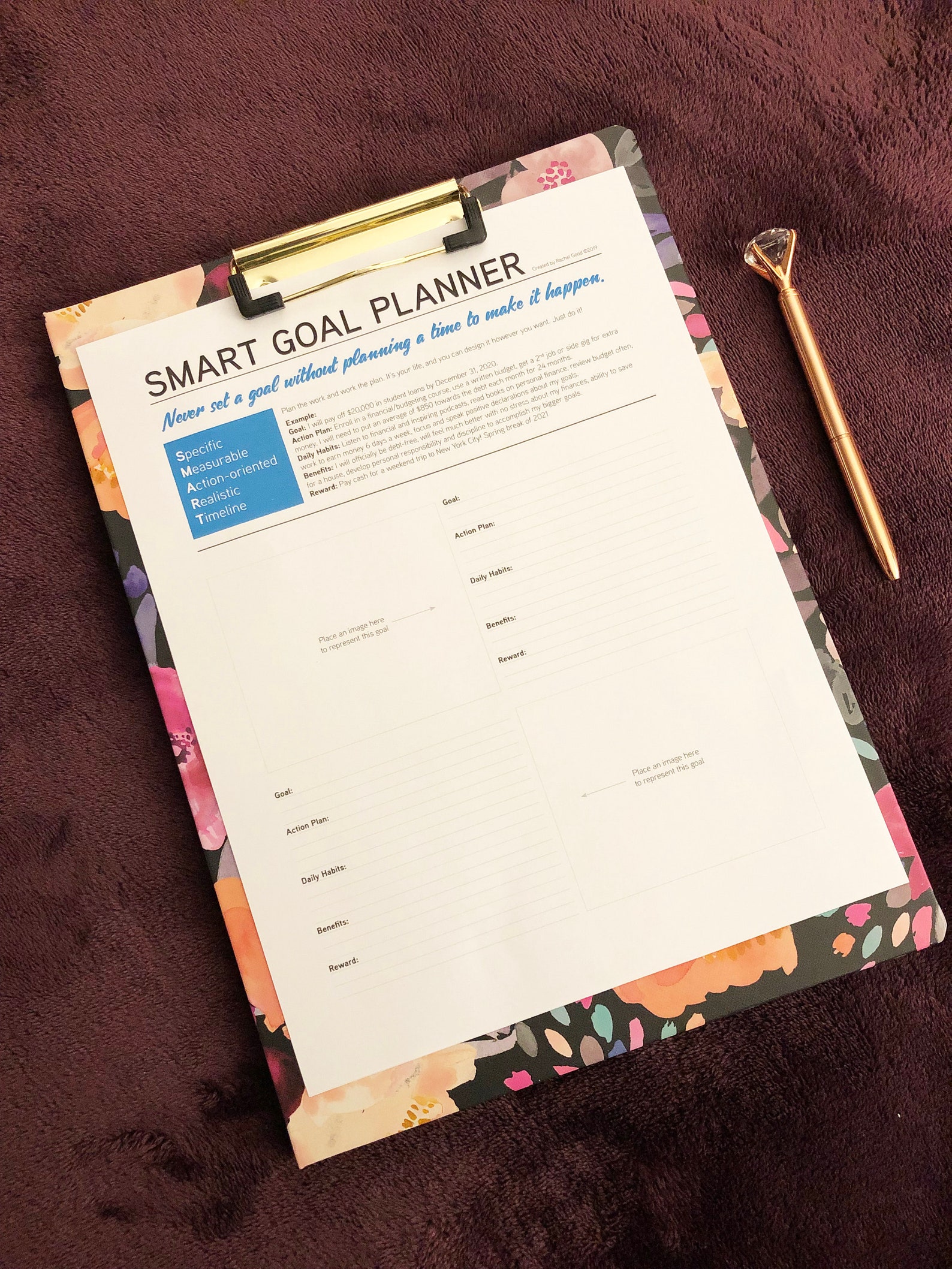 Smart Goal Planner Sheet, Printable Download PDF, Smart Goals Vision ...