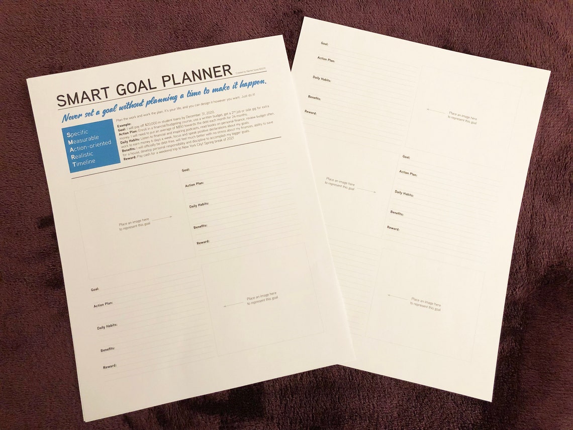 Smart Goal Planner Sheet, Printable Download PDF, Smart Goals Vision ...