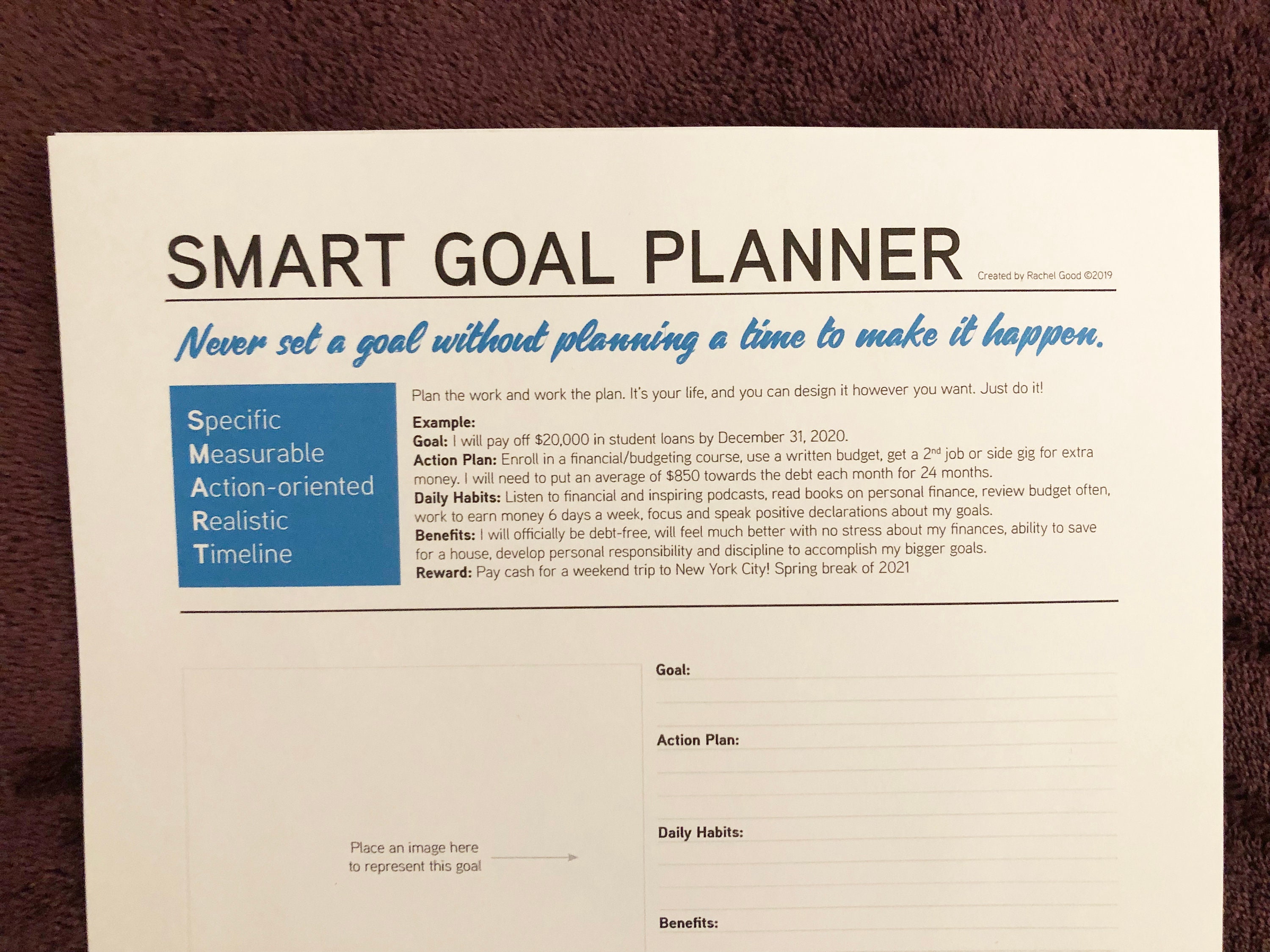 Smart Goal Planner Sheet, Printable Download PDF, Smart Goals Vision ...
