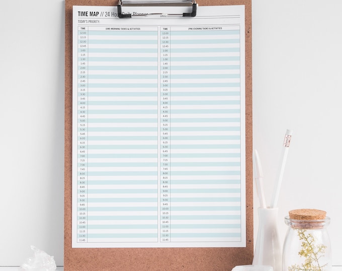 Time Map Daily Planner Printable Download 24 Hour Planner - Etsy