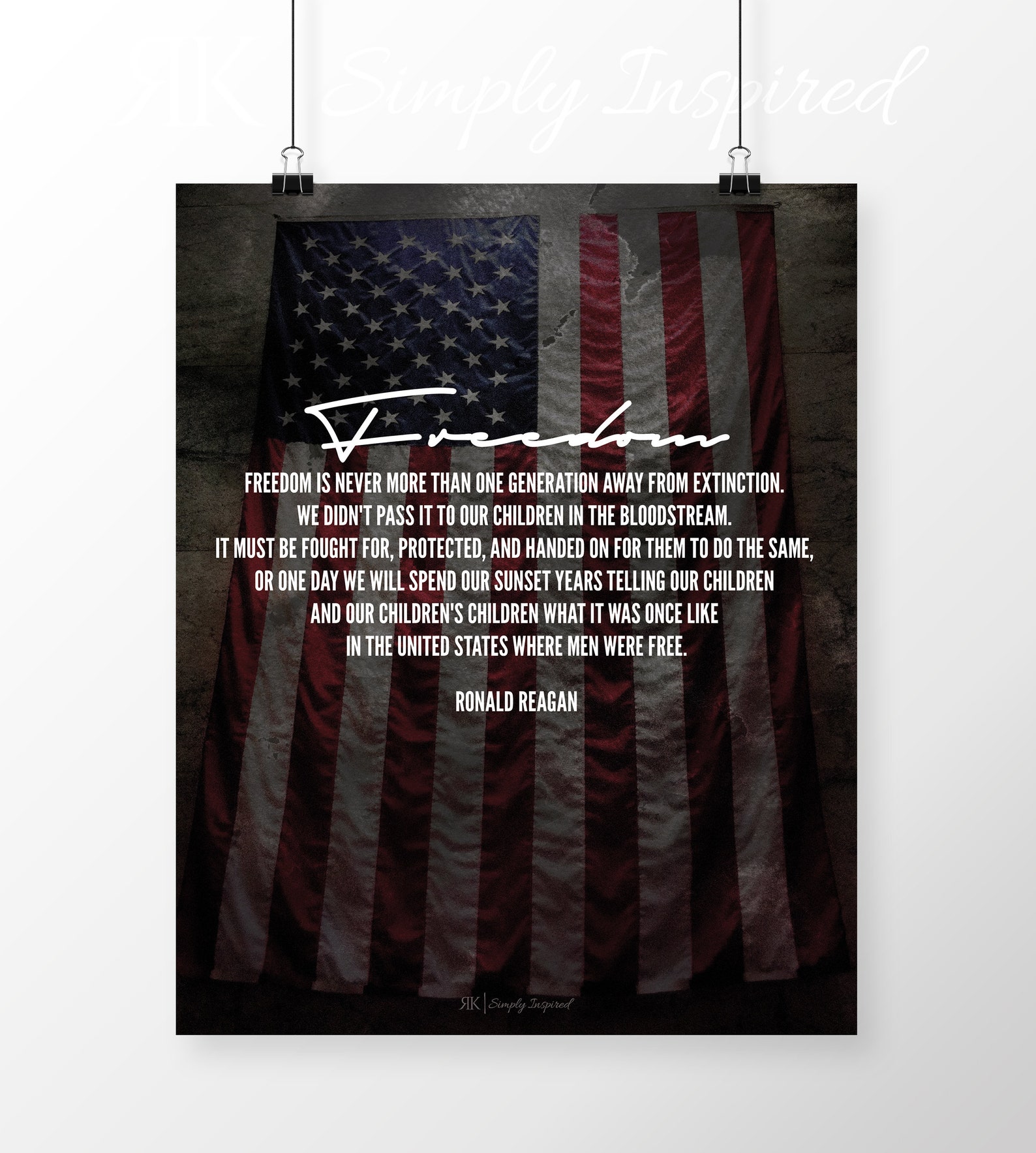 Freedom Quote by Ronald Reagan, Quote Poster Printable Wall Art ...