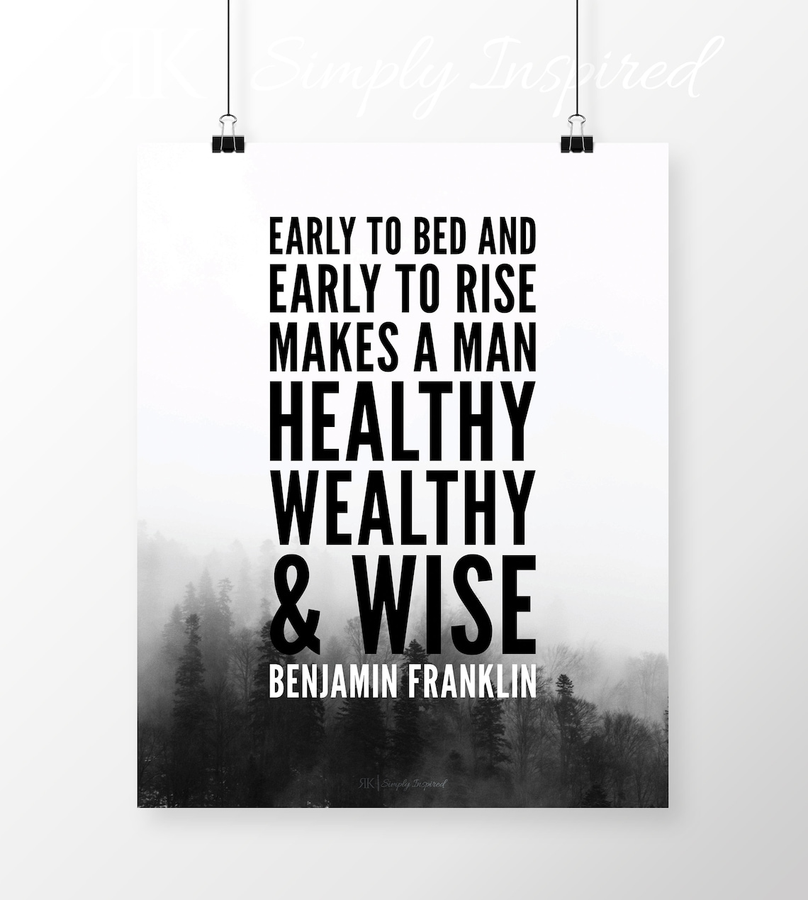 Benjamin Franklin Quote Poster Printable Wall Art Early | Etsy