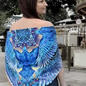 Raven Square Scarf, Three Eyed Raven Scarf, Raven Spirit Guide Scarf ...