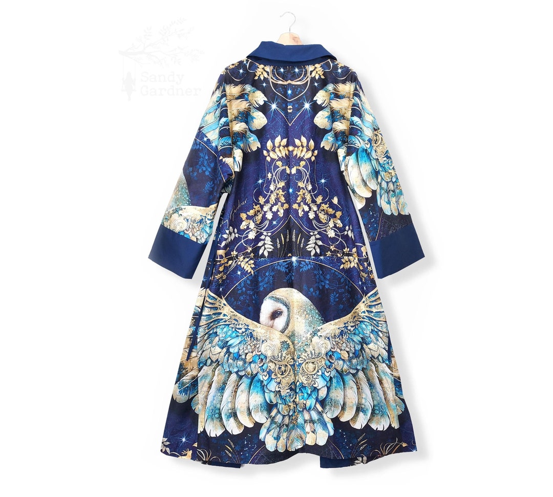 The Golden Night Owl Robe of Wings Cotton Lawn Kimono, Robe, Dressing ...