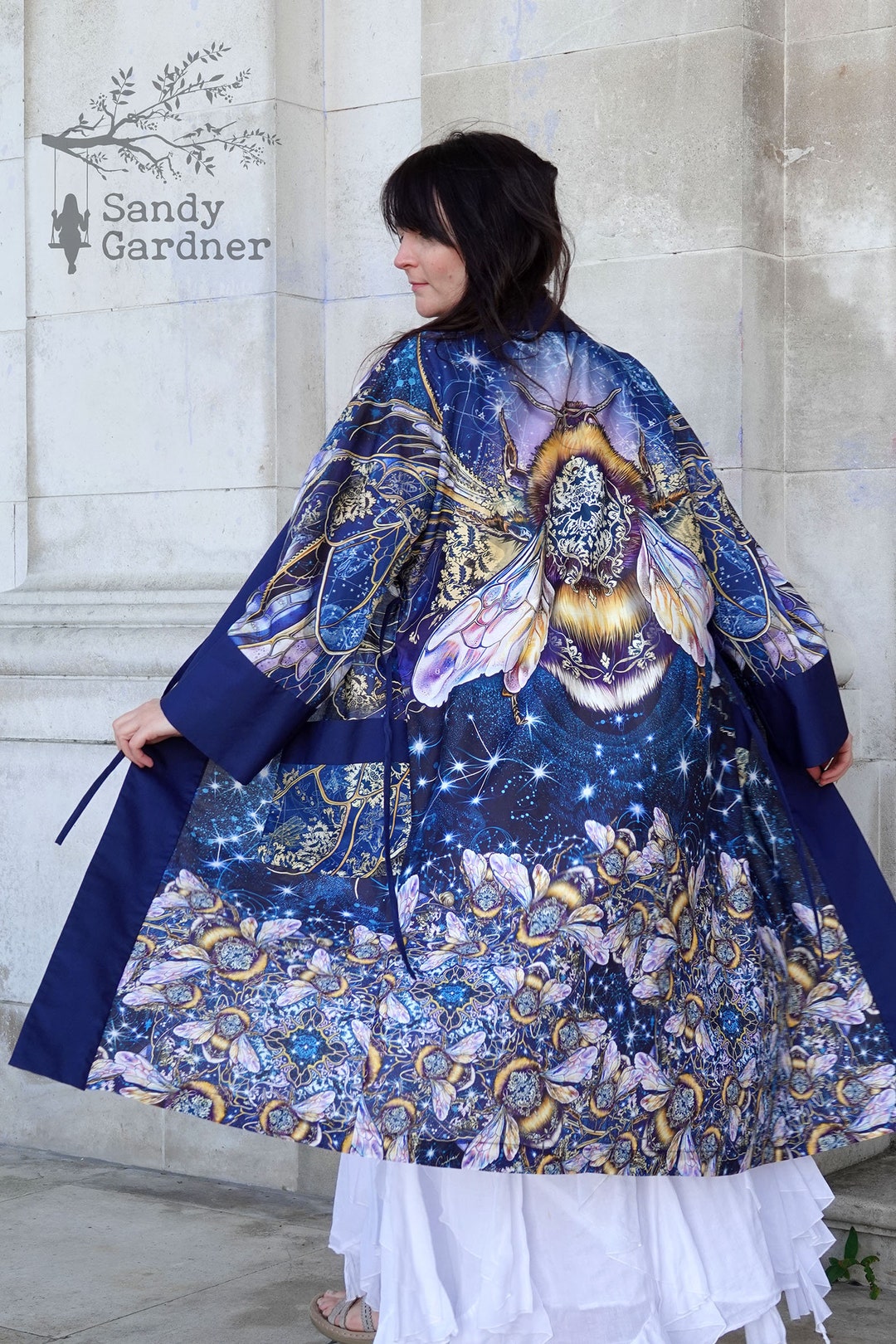 Queen Bumble Bee Robe, Honey Bee Cotton Lawn, Dressing Gown, Long ...