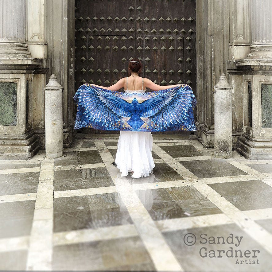 Raven Winged Scarf 3 Eyed Raven Raven Spirit Guide Sarong - Etsy