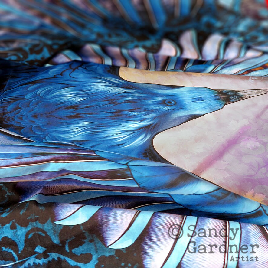 Raven Winged Scarf, 3 Eyed Raven, Raven Spirit Guide, Sarong, Wedding ...