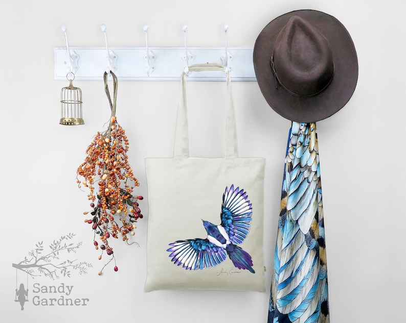 Premium Quality Organic Magpie Bag, Tote, Bird Bag, Wing Bag, Feather ...