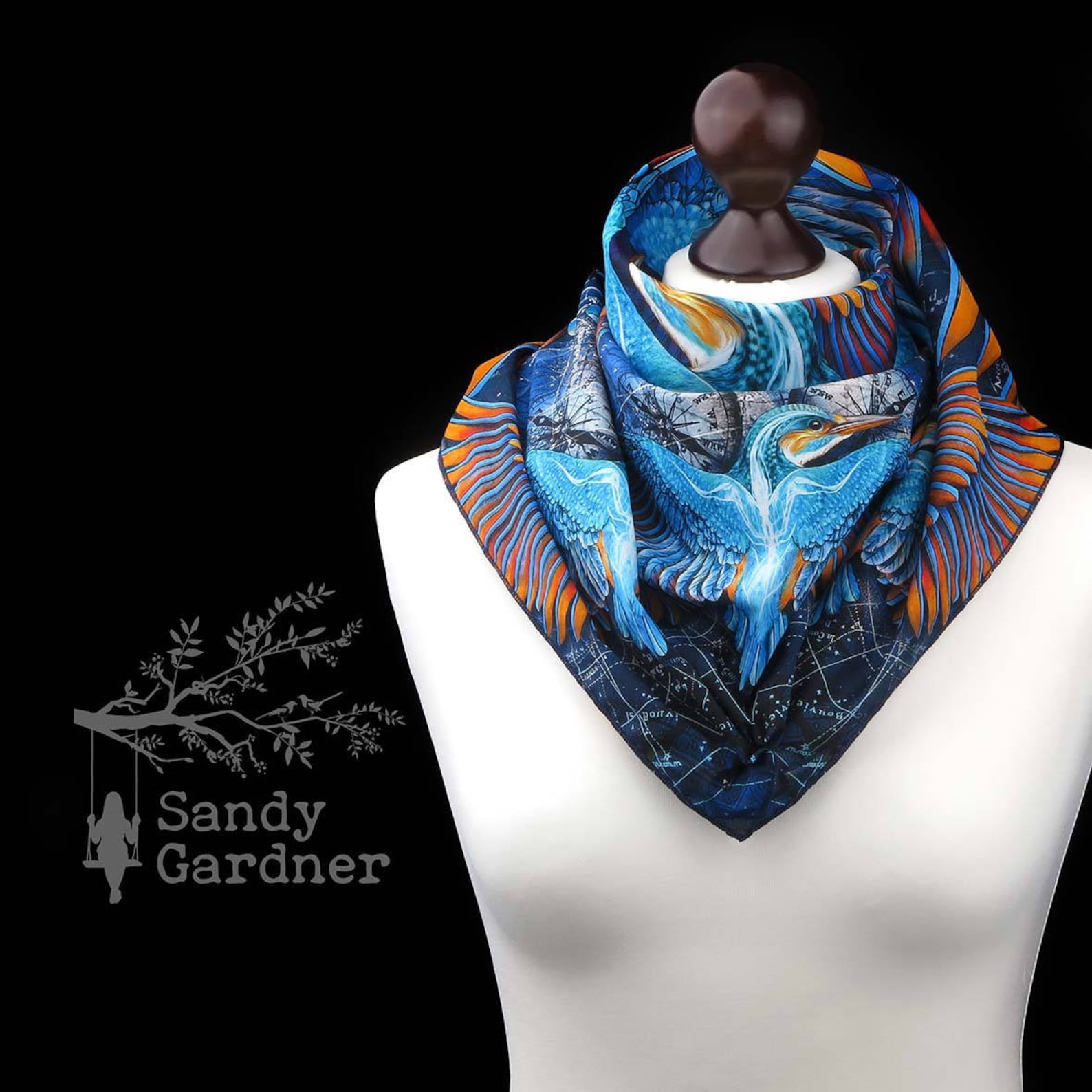 Kingfisher Scarf, Sarong, Kingfisher Spirit, Mother and Baby, Wing ...