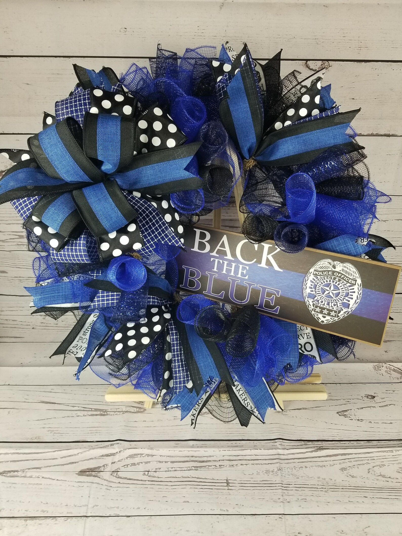 Police Deco Mesh Wreath Police Retirement Wreath Blue Line | Etsy