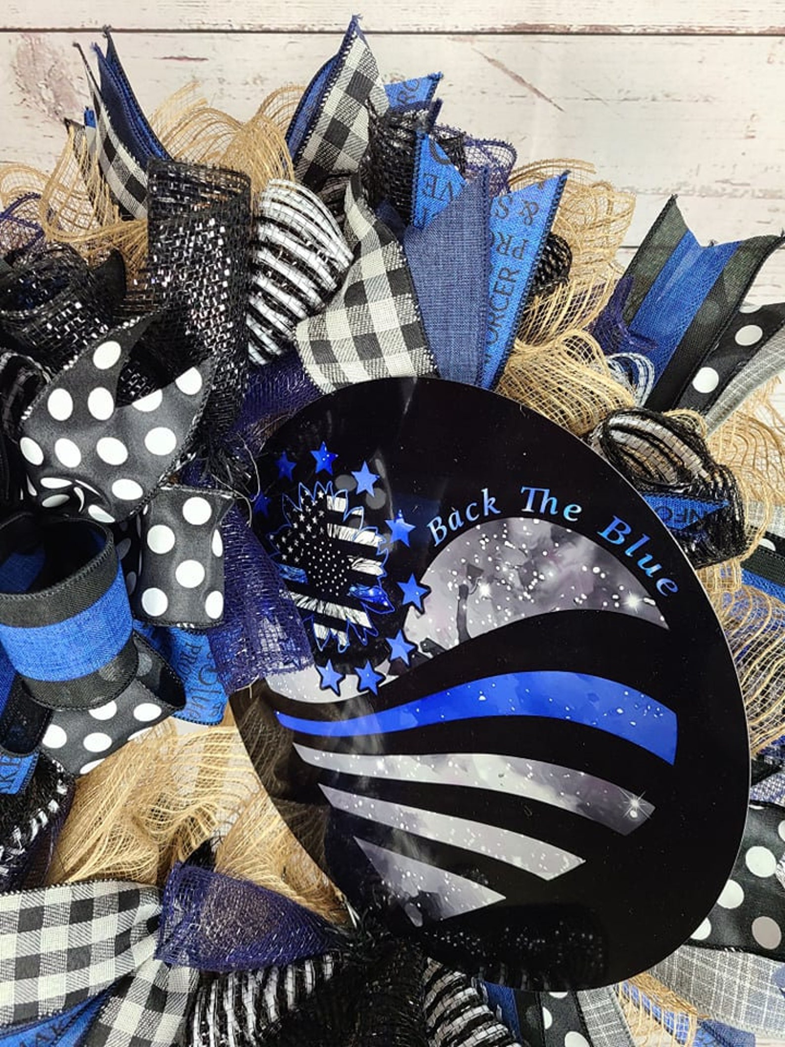 Police Deco Mesh Wreath Police Retirement Wreath Blue Line | Etsy