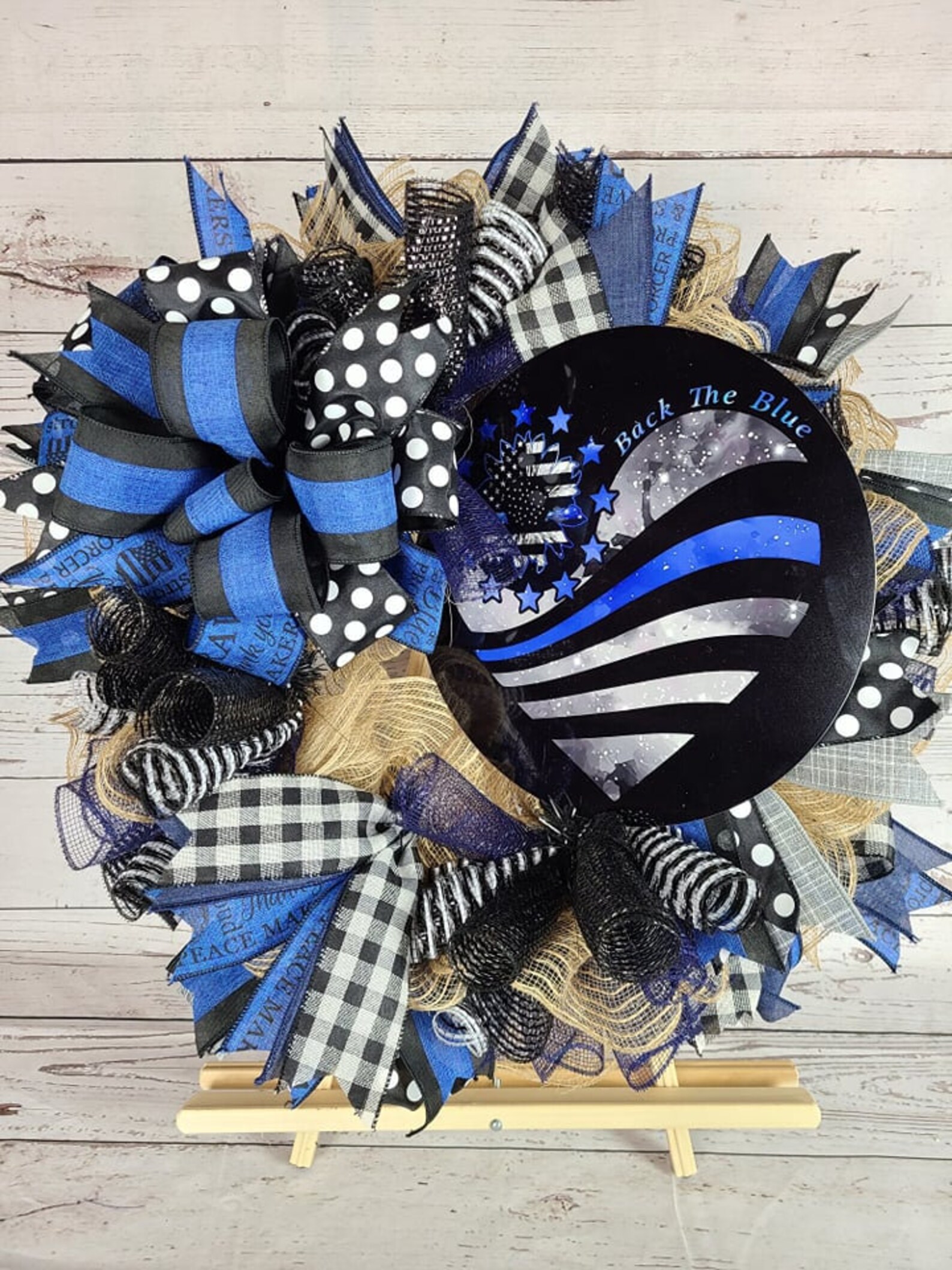 Police Deco Mesh Wreath Police Retirement Wreath Blue Line | Etsy