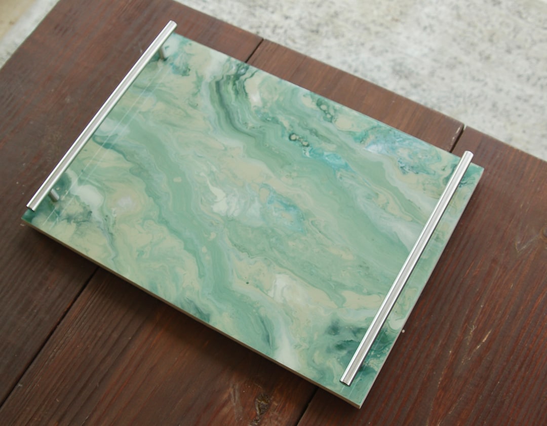 Sage Green Wood and Resin Decorative Tray - Etsy