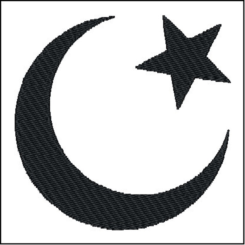 Islam Crescent Moon And Star Symbol Embroidery Design Etsy