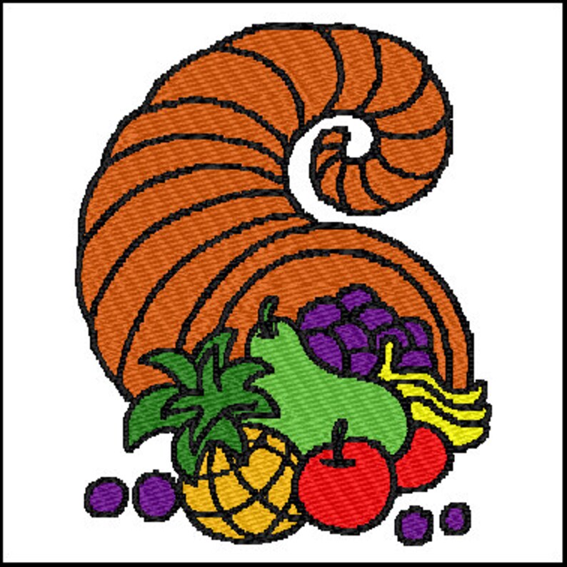 Cornucopia Fall Embroidery Design | Etsy