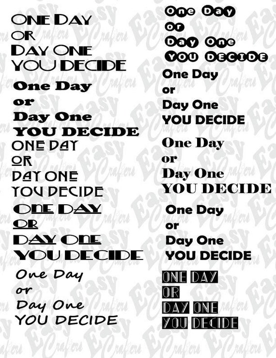 SVG One Day Day One You Decide Cricut Cut File | Etsy