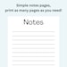 Printable Notes Page, Double Spaced, Simple Font, Planner Insert, Lined ...