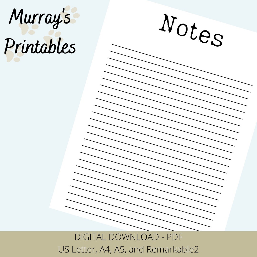 Printable Notes Page, Single Spaced, Typewriter Font, Planner Insert ...